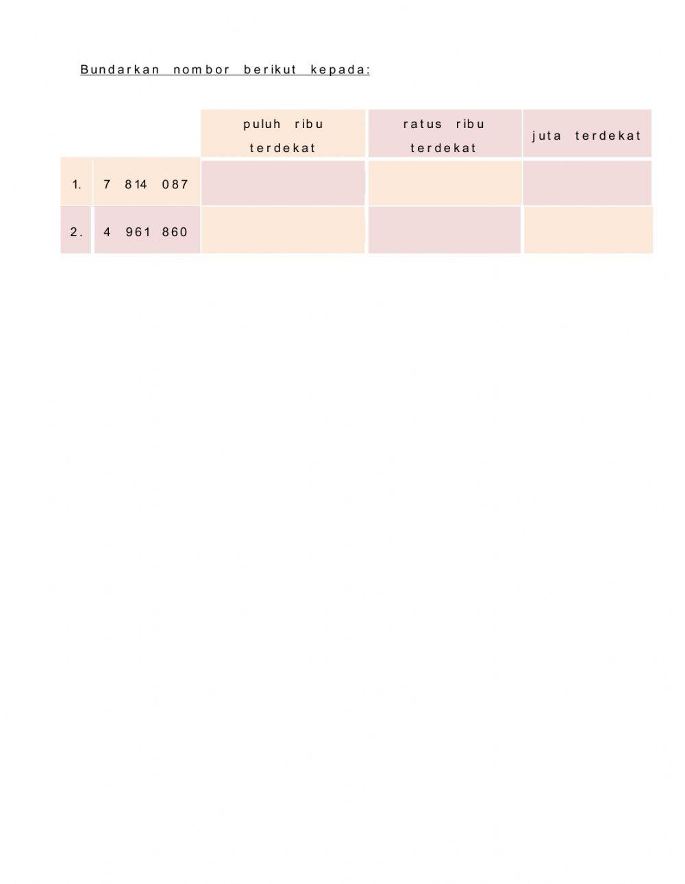 Eksplorasi Nombor Tujuh Digit - Tahun 6 684283 | NUR