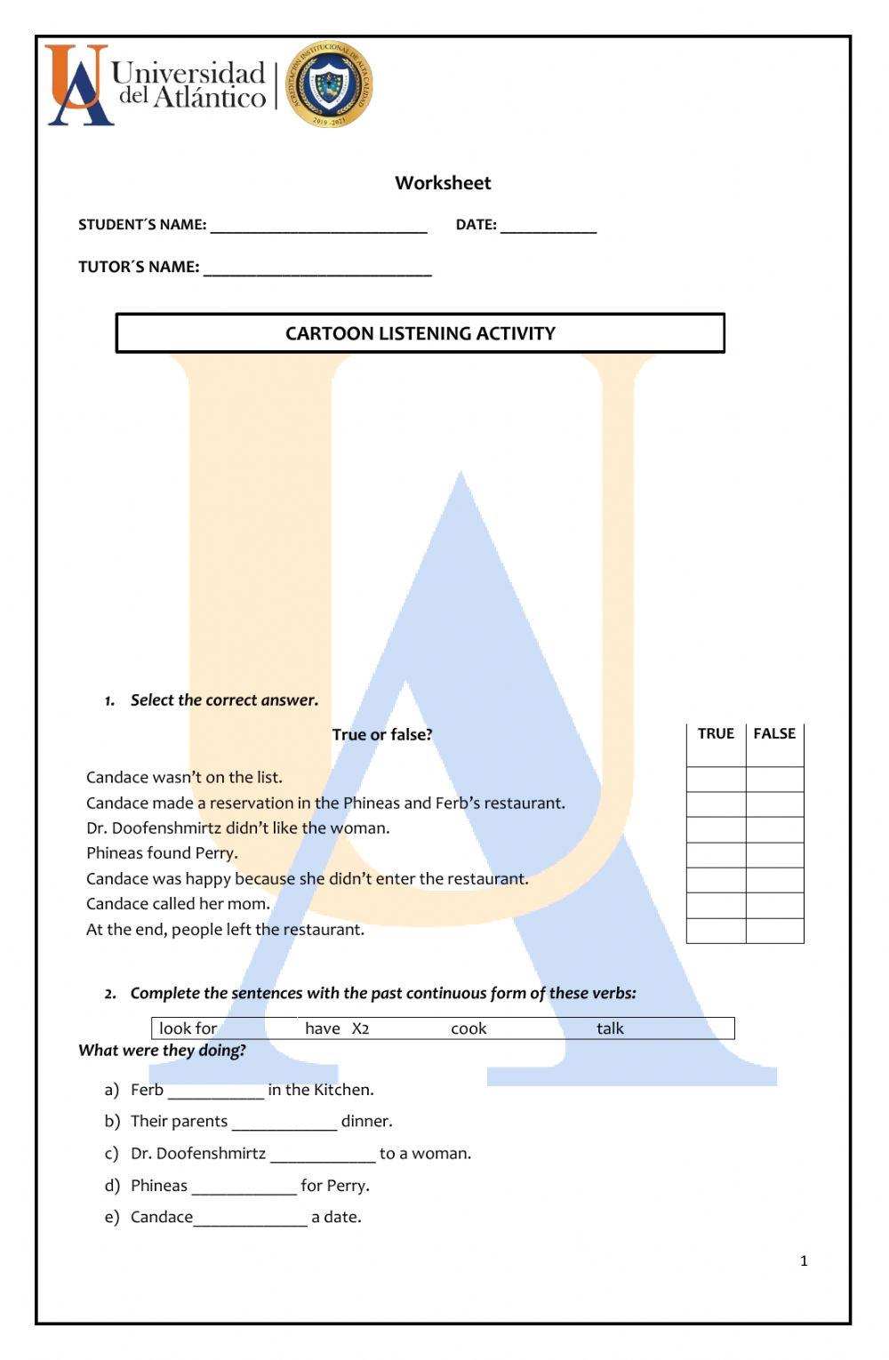 Phineas&Ferb Cartoon to practice the past worksheet | Live Worksheets