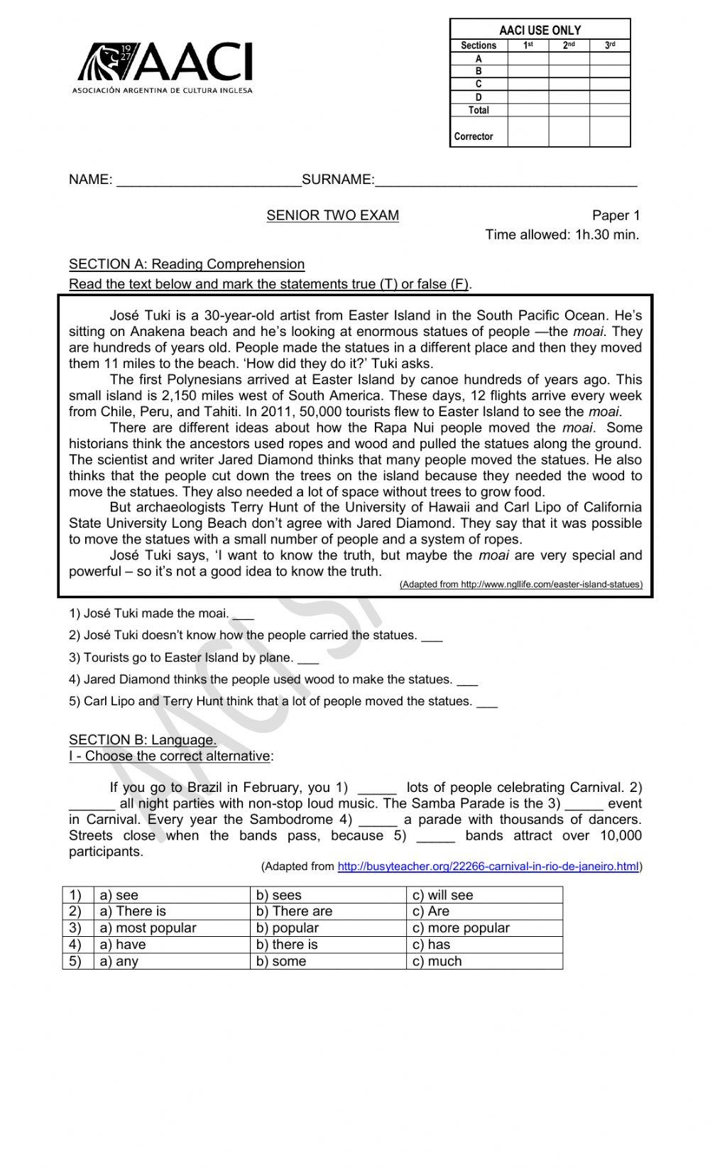 Mock exam senior ii 684671 | Northam Institute | Live