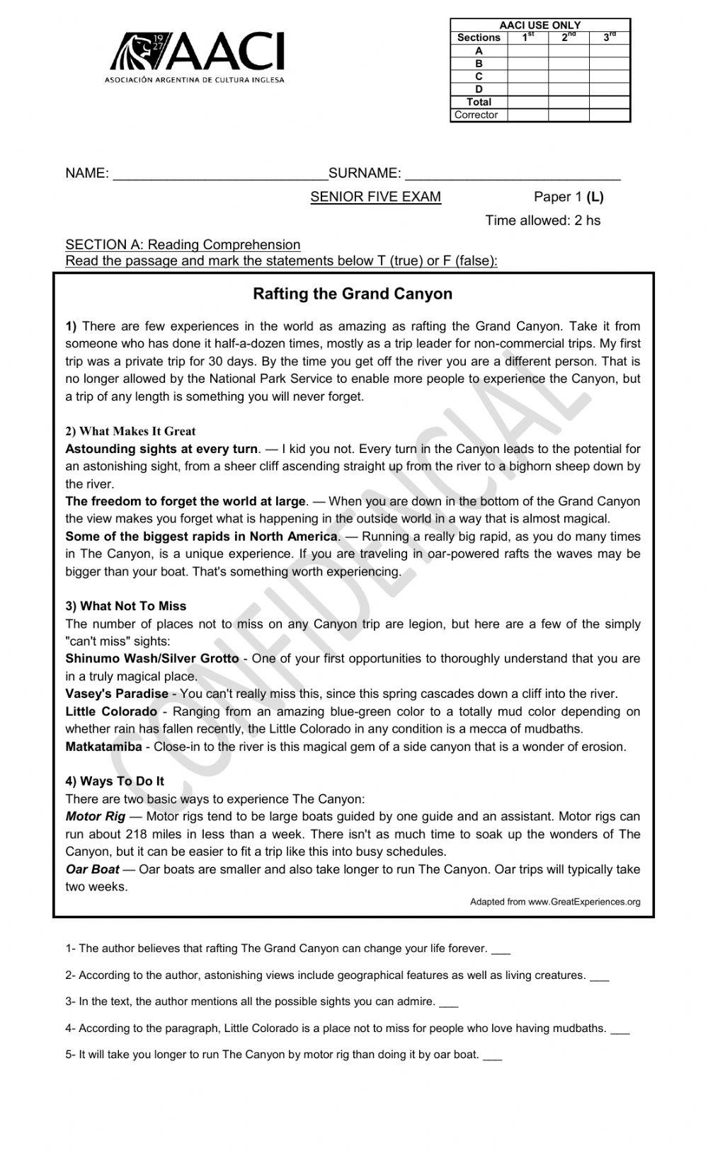 Mock exam senior v 684749 | Northam Institute