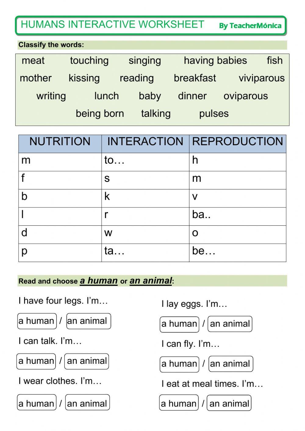 Humans activity | Live Worksheets