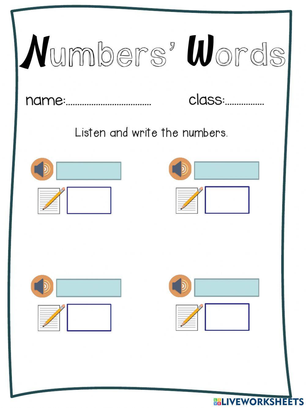 710643 | Numbers Words | Amal | LiveWorksheets