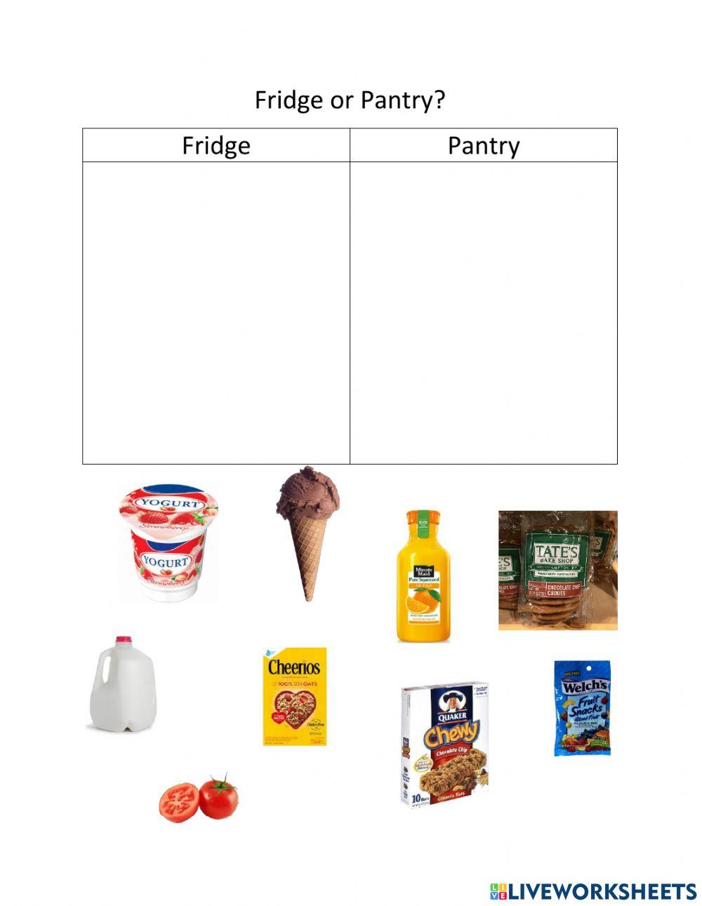 Fridge vs Pantry | Free Interactive Worksheets | 745587