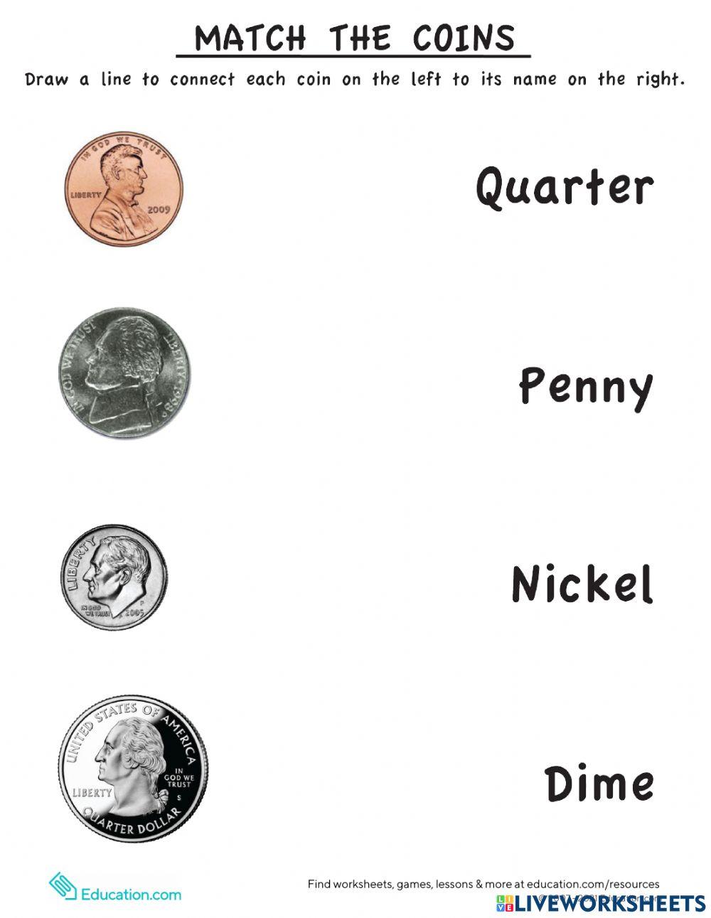 Identifying money interactive worksheet | Live Worksheets