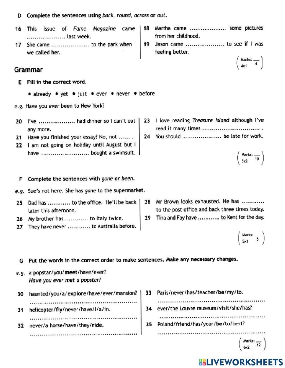 Test 6 exercise for 7 | Live Worksheets