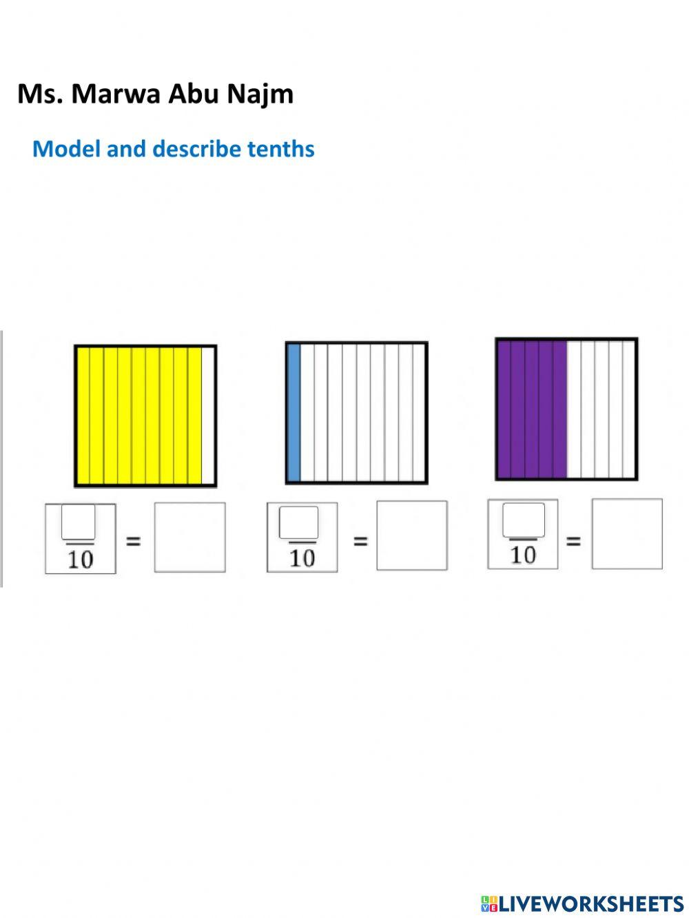 Tenths | Free Interactive Worksheets | 711007