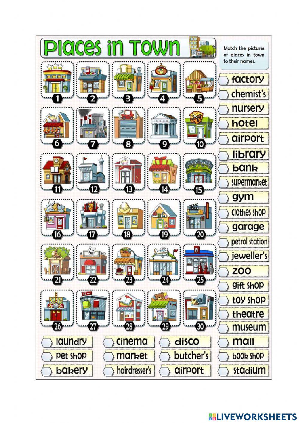 Places in town online exercise for | Live Worksheets