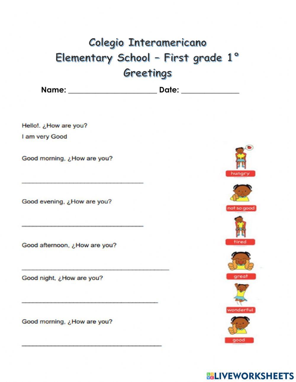 Greetings second part worksheet | Live Worksheets
