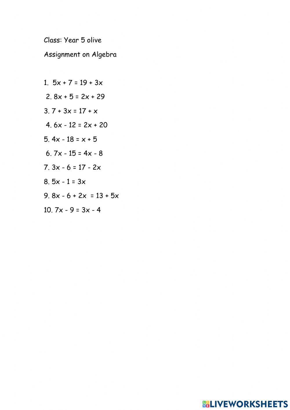 year 5 exercise | Live Worksheets