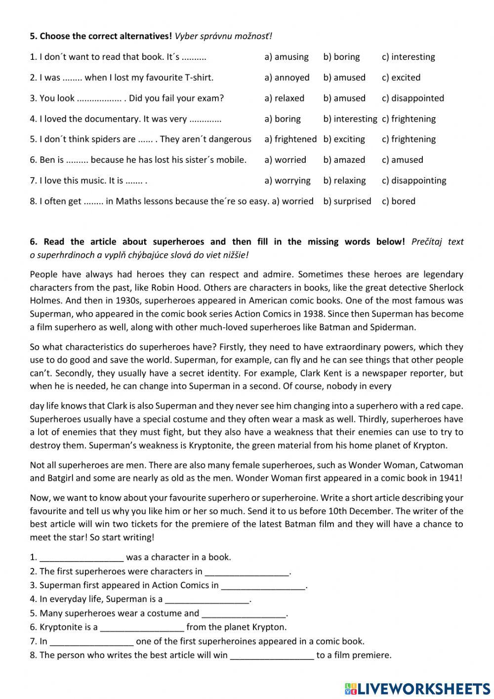 Project 4 Unit 4 Test online exercise for | Live Worksheets