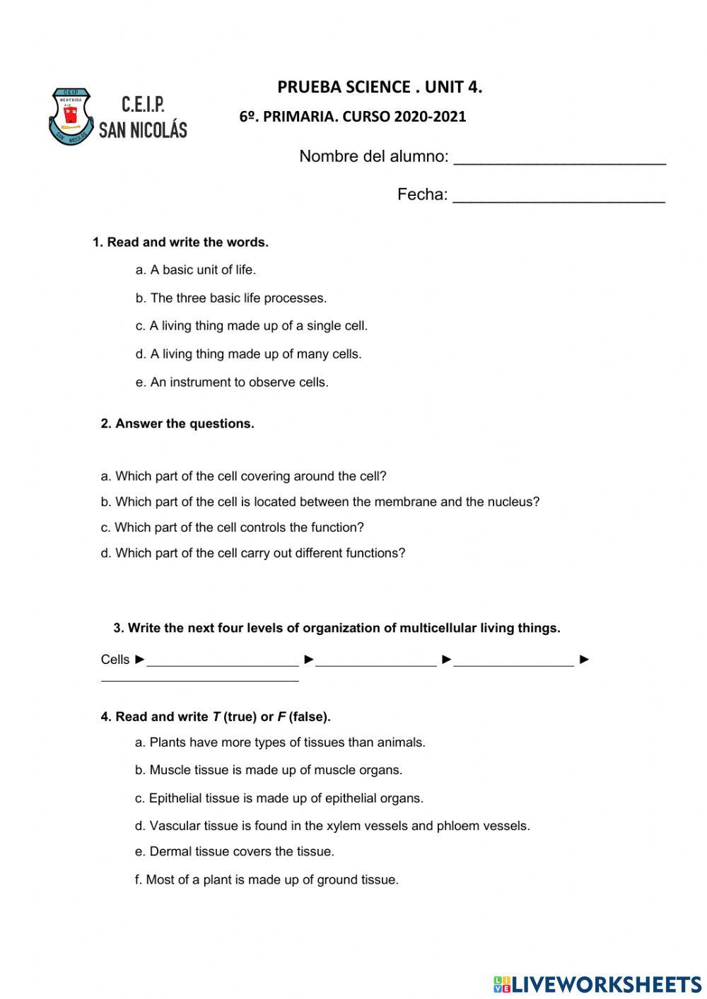 Science 6º living things | safasi | Live Worksheets