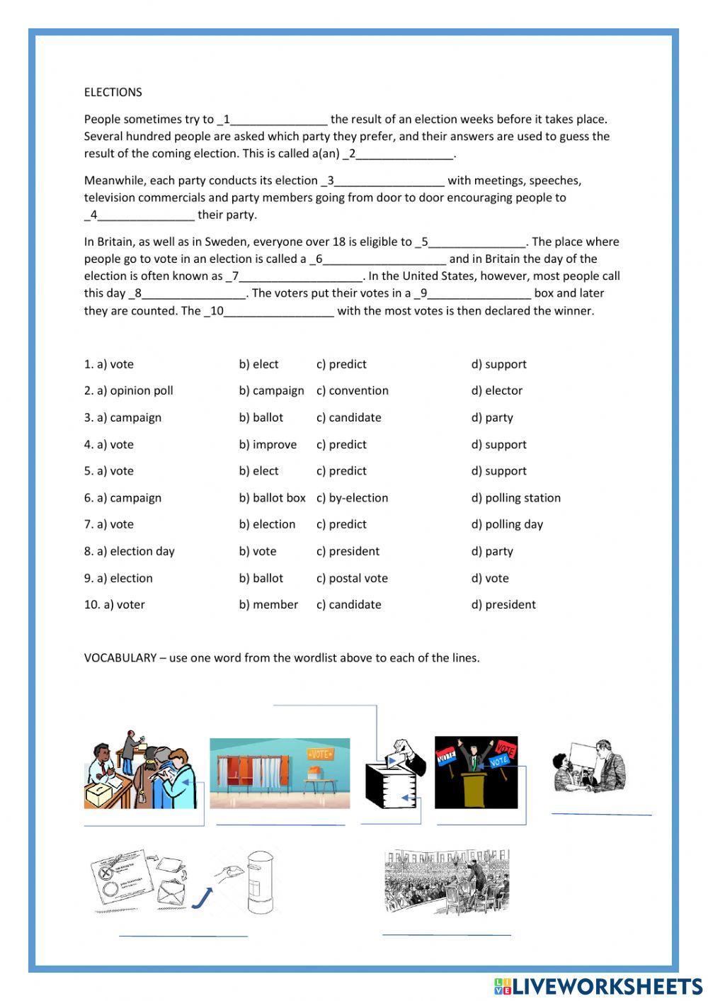 Elections | Free Interactive Worksheets | 712028