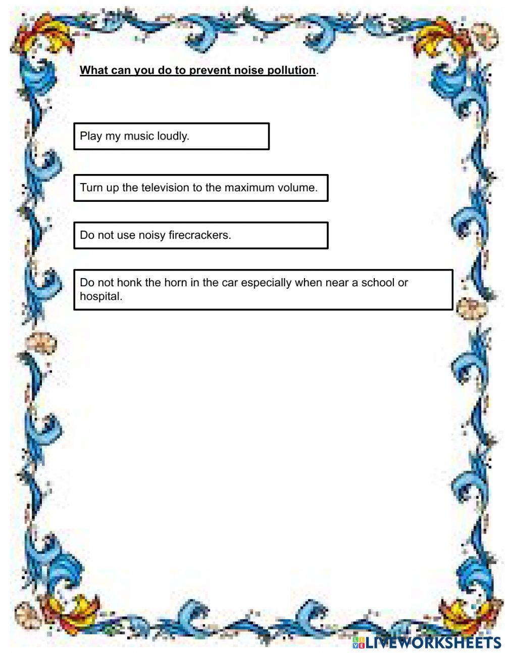 Noise Pollution | Free Interactive Worksheets | 6415834