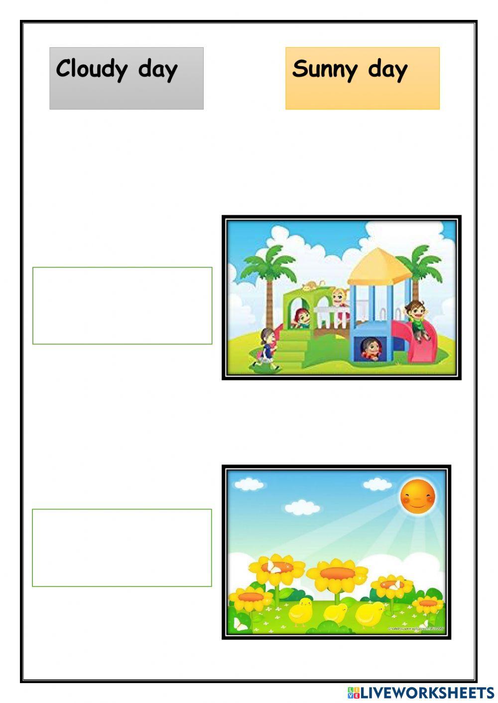 Sunny and cloudy weather online exercise for | Live Worksheets
