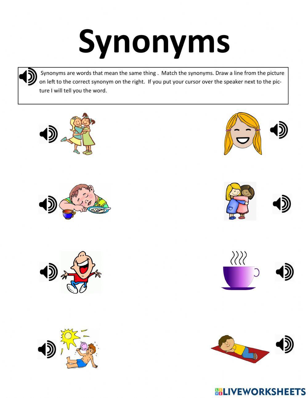 synonyms easy 2 online exercise for | Live Worksheets