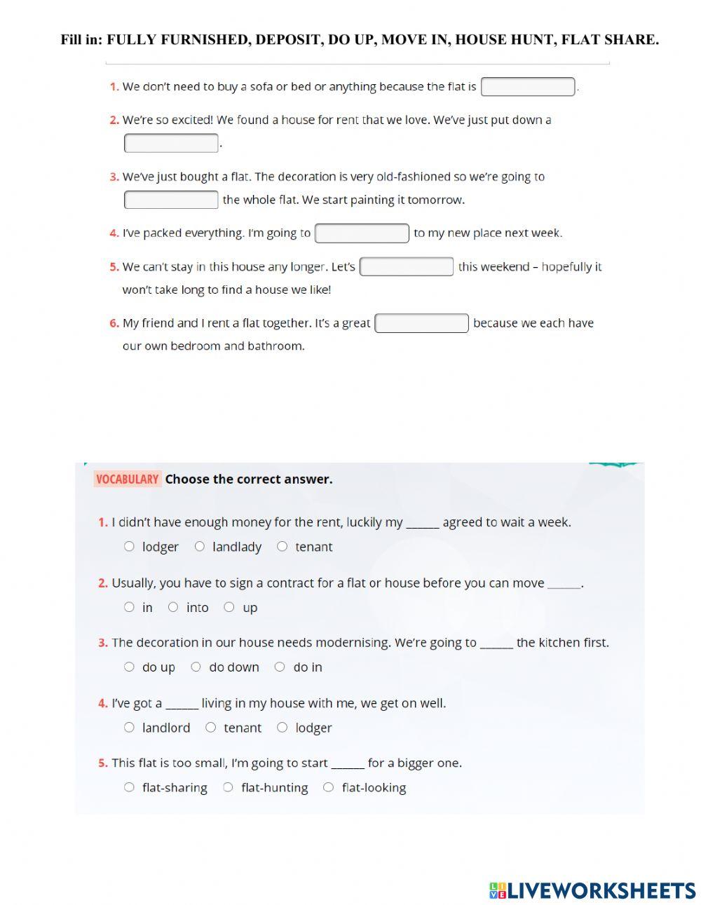Home idioms online exercise for | Live Worksheets