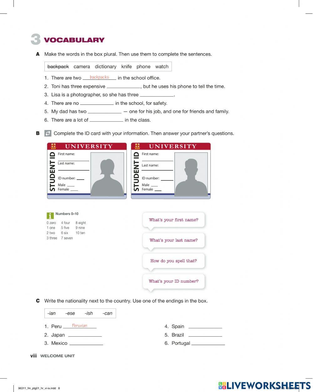Welcome Unit B02 worksheet | Live Worksheets