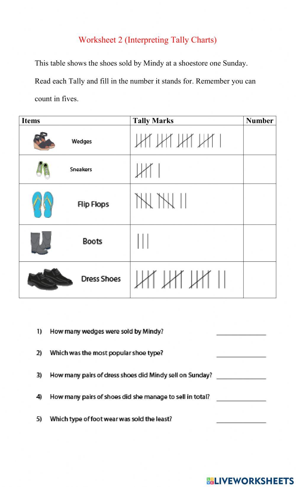 Worksheet 2 (Interpreting tallying) 4723750 | Mr DeFour
