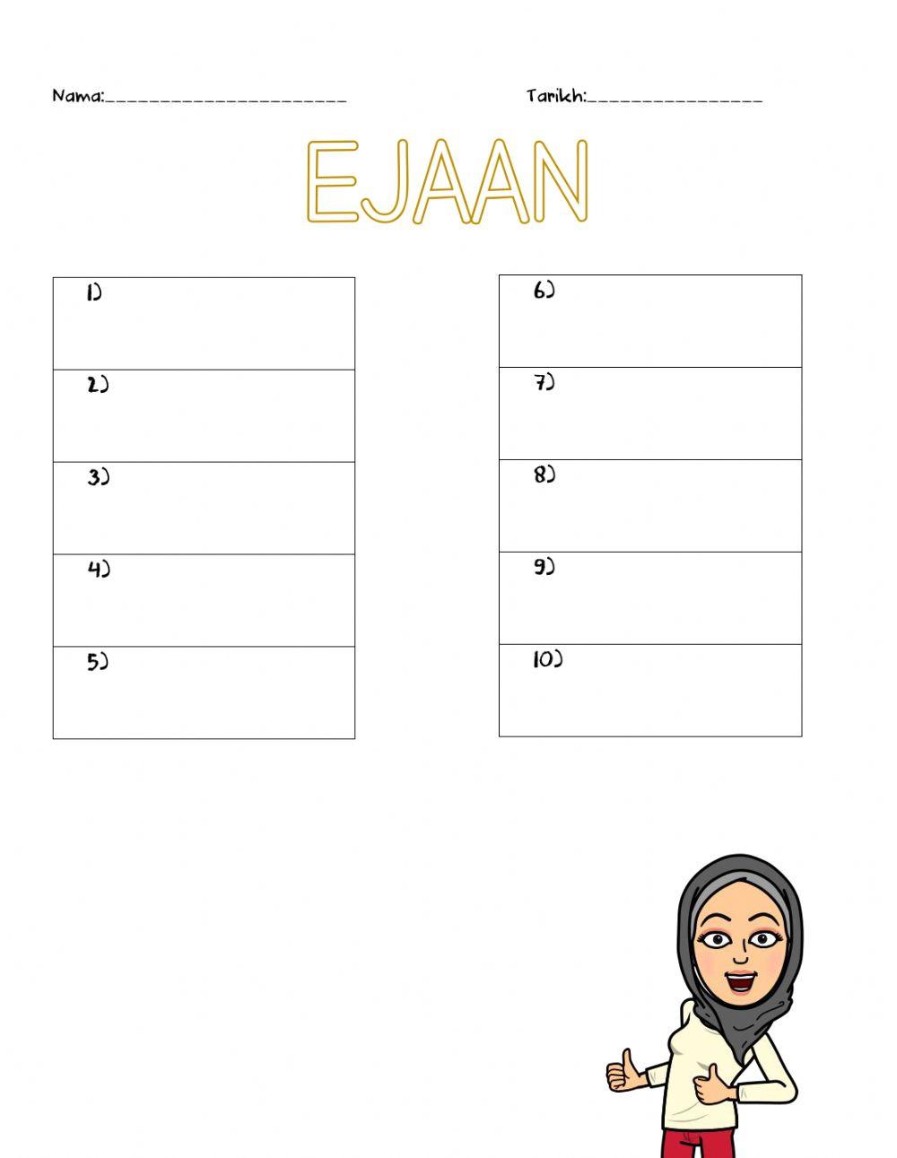AKTIVITI EJAAN -BAHASA - CIKGU HANI worksheet | Live Worksheets