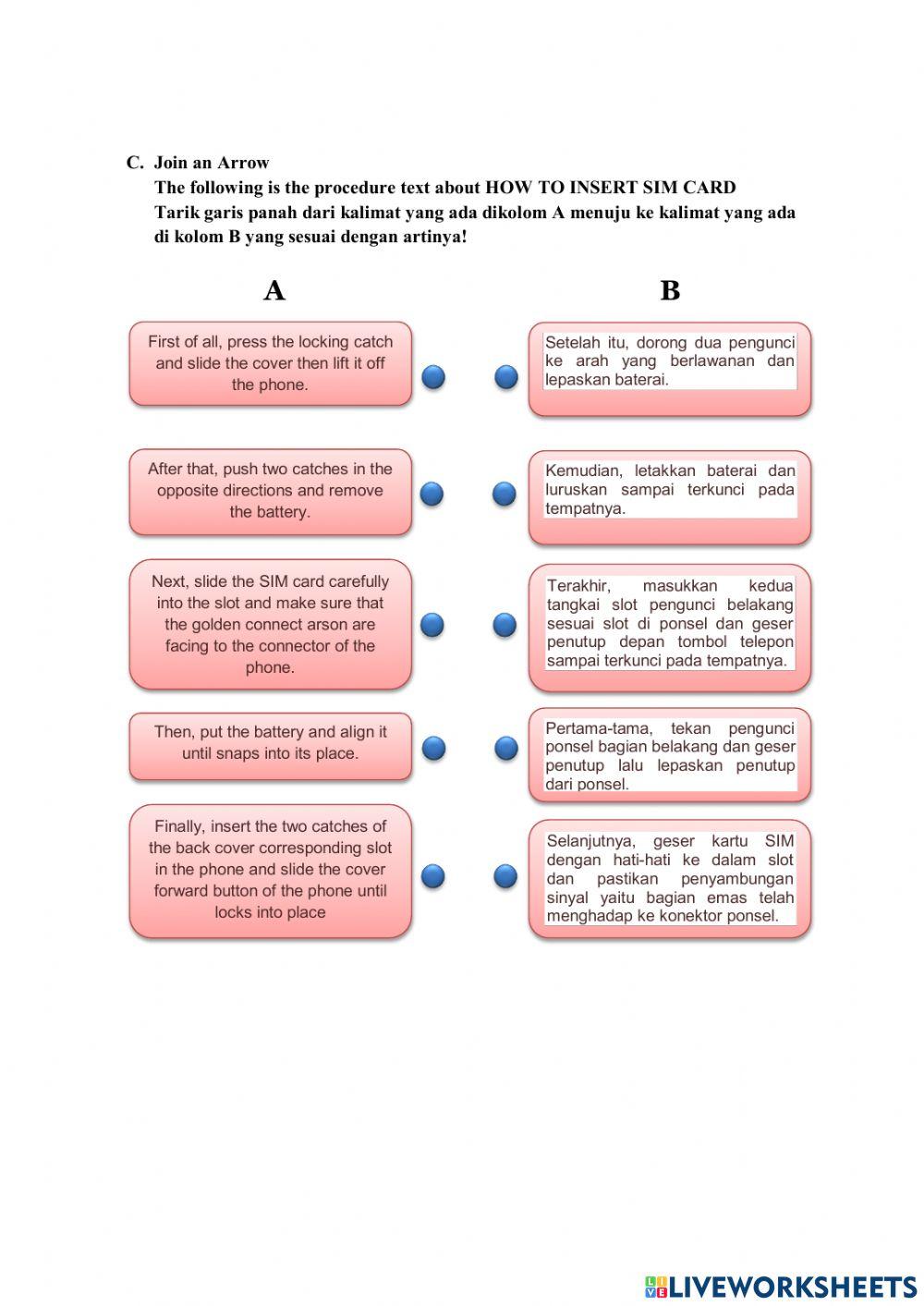 Procedure Text | Free Interactive Worksheets | 714797