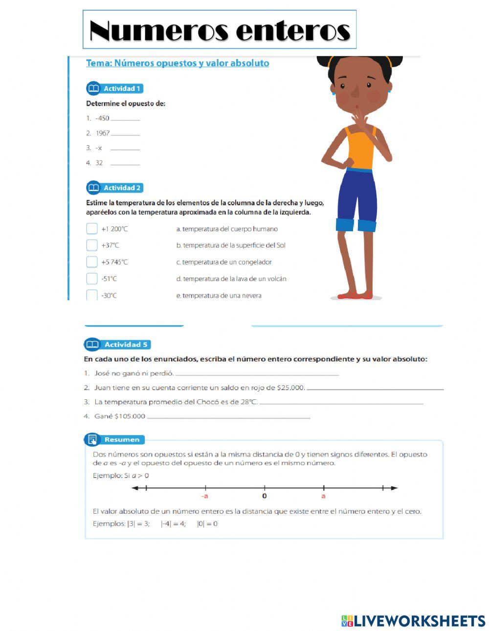 Enteros exercise | Live Worksheets