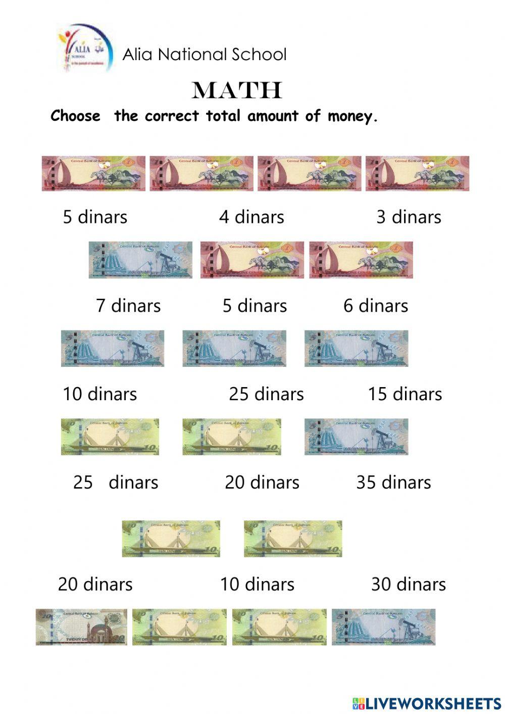 Counting money online pdf worksheet | Live Worksheets