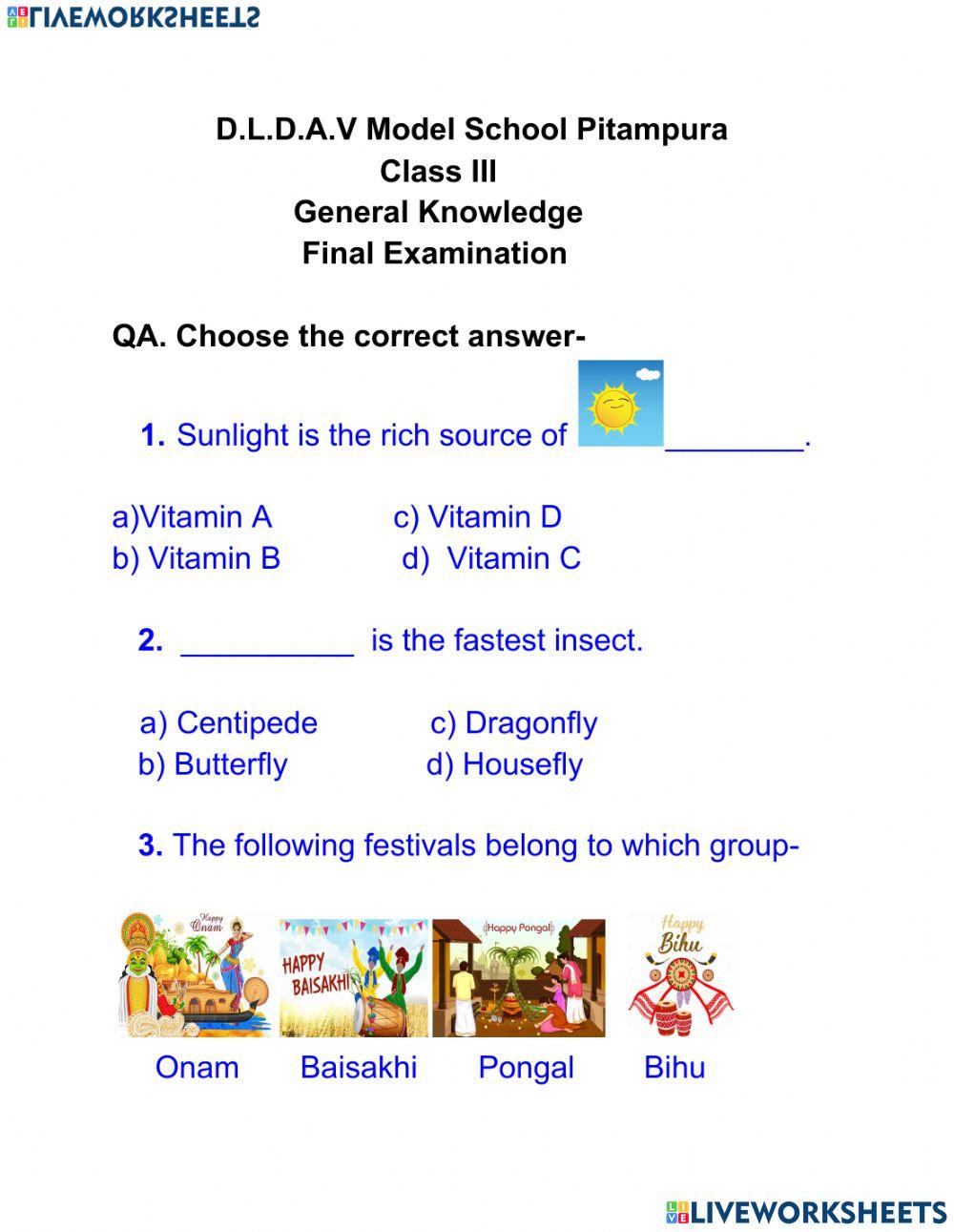 General Knowledge interactive activity | Live Worksheets