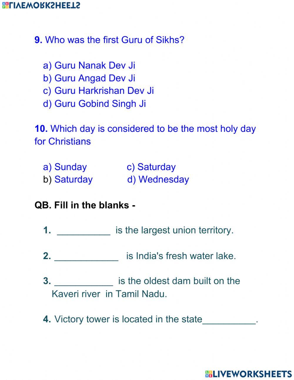 General Knowledge interactive activity | Live Worksheets