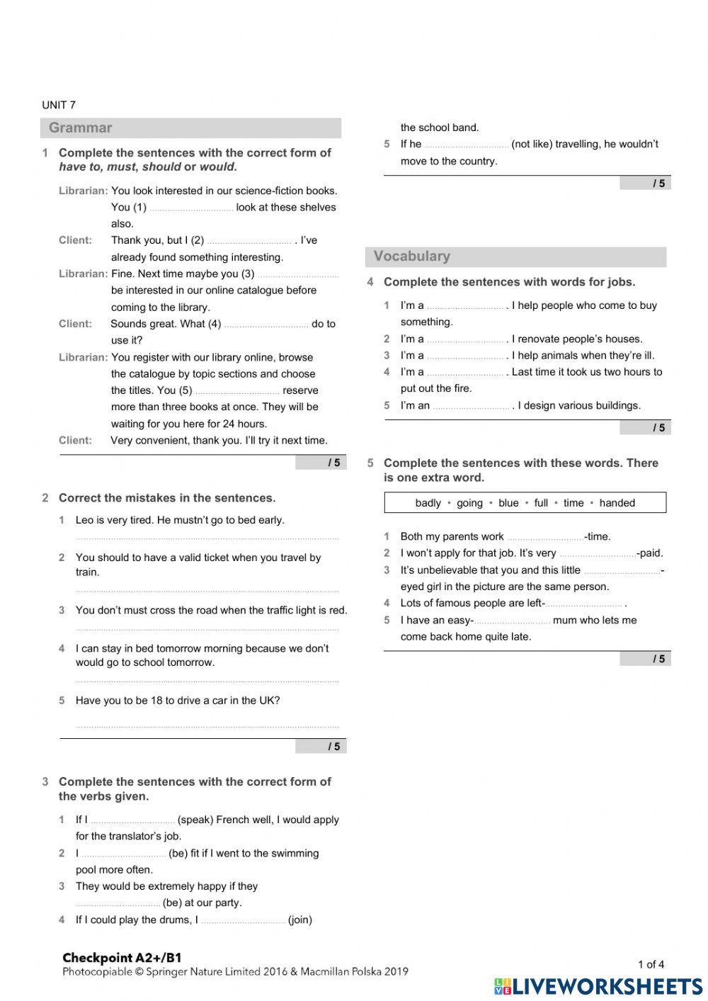 Checkpoint unit… | Free Interactive Worksheets | 4725509