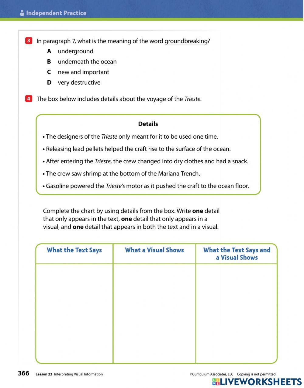 Voyage to the Bottom of the Sea online exercise for | Live Worksheets