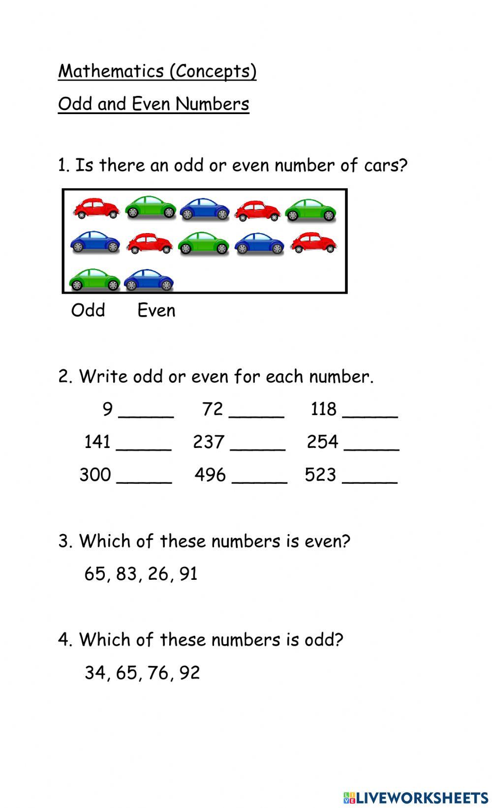 odd and even test 1 online exercise for | Live Worksheets