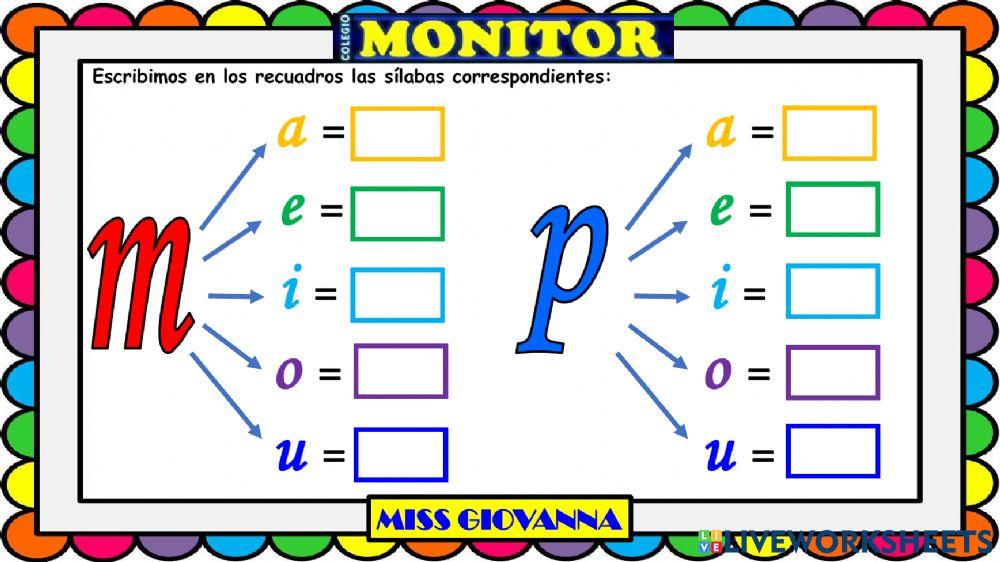 Letras m - p worksheet | Live Worksheets