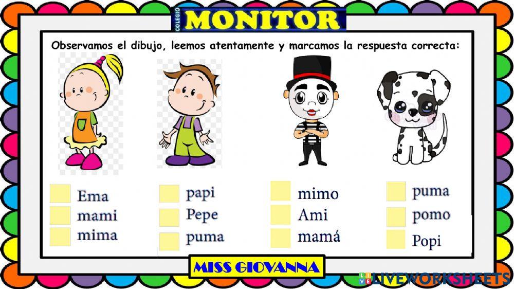 Letras m - p worksheet | Live Worksheets