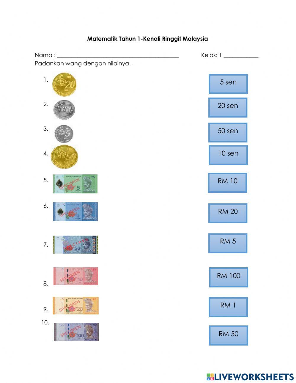 Matematik Tahun 1 714894 | azian_5502 | Live Worksheets