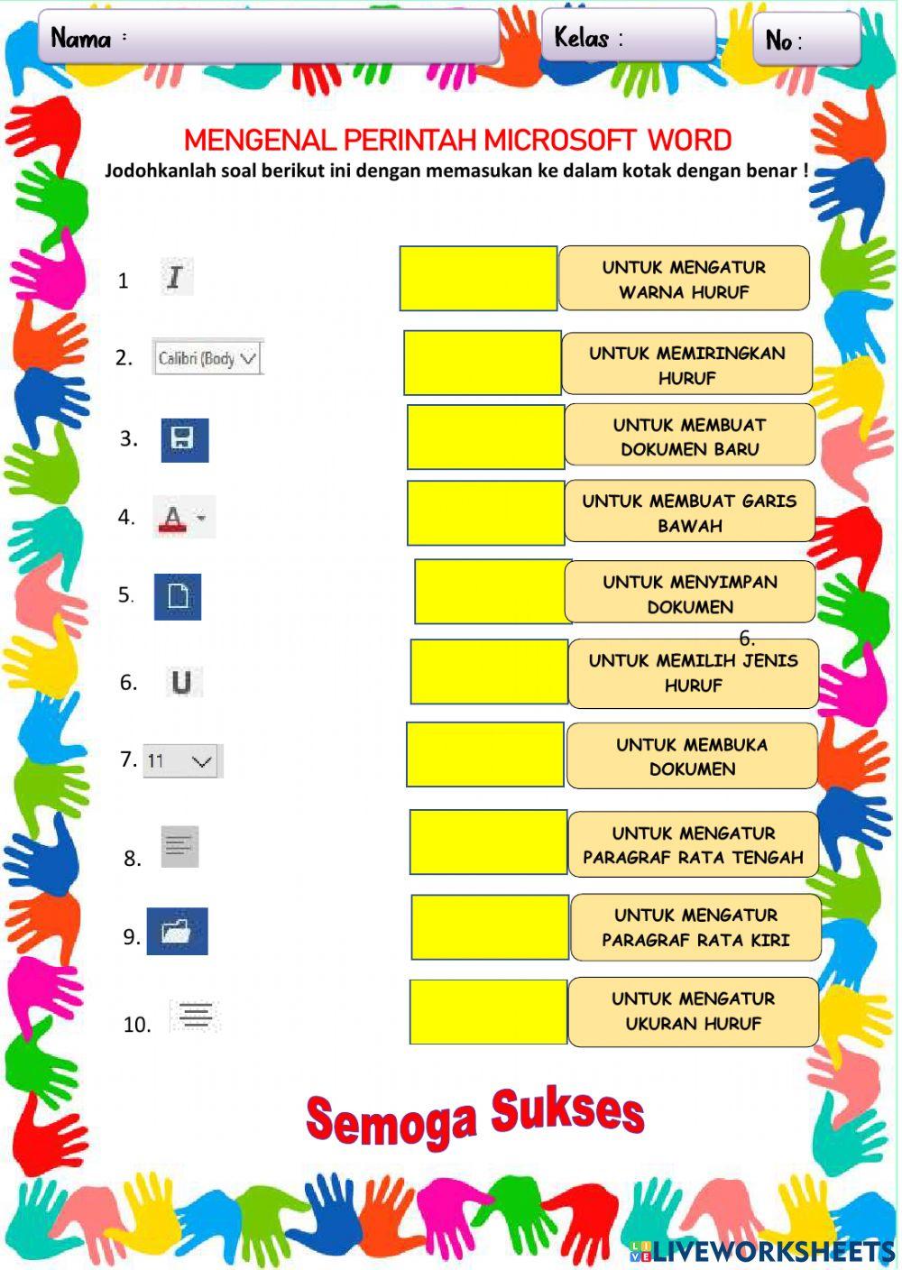 Menu icon Microsoft Word online exercise for | Live Worksheets