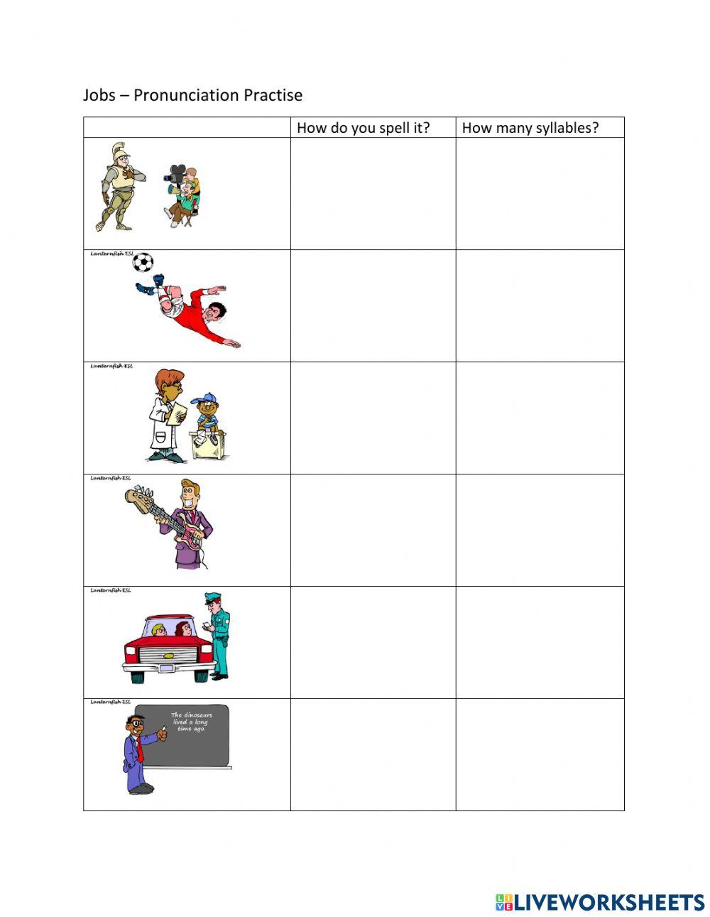 Jobs Pronunciation Practise online exercise for | Live Worksheets
