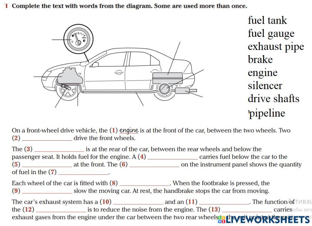 Car parts | Free Interactive Worksheets | 715076