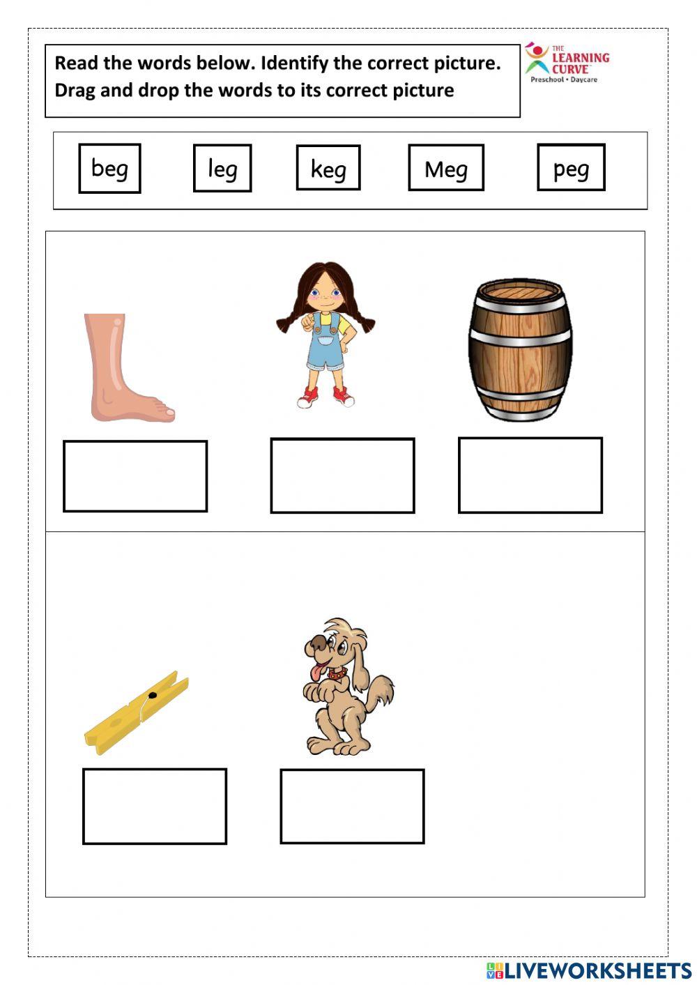 Drag and drop online exercise for Jr Kg | Live Worksheets