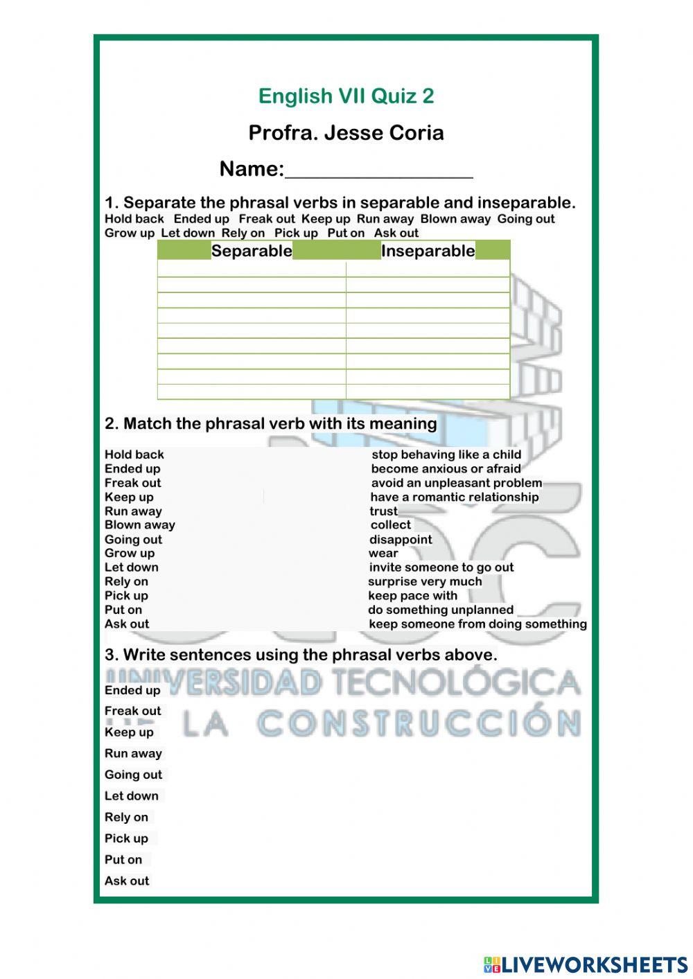 English 7 Quiz 2 worksheet | Live Worksheets