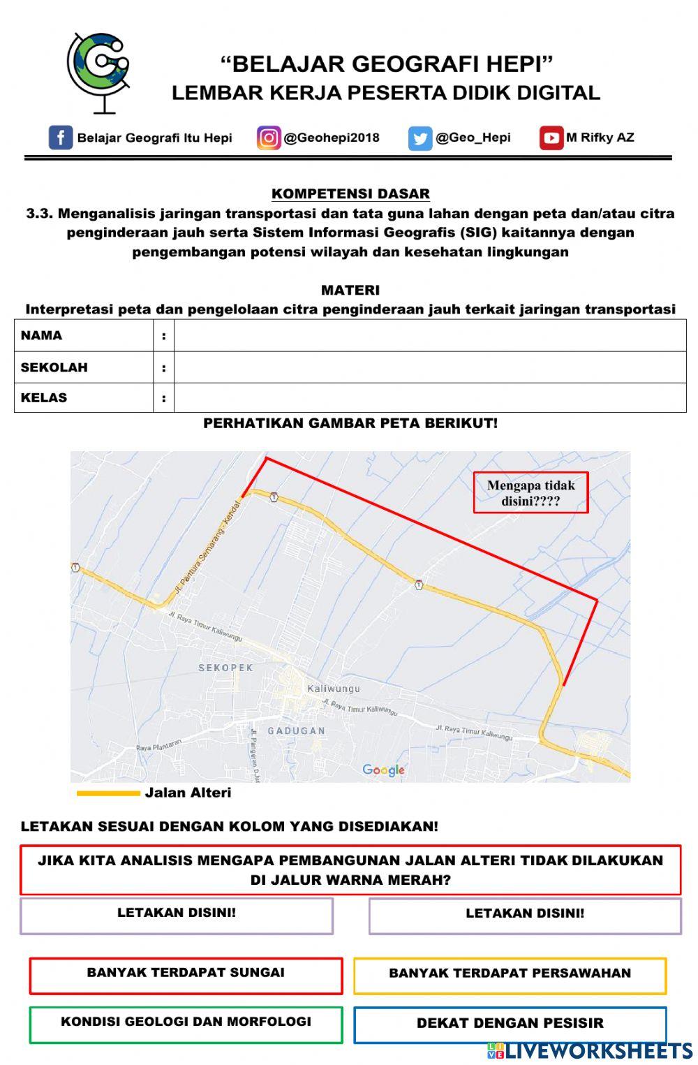 Pemanfaatan peta, pj dan sig worksheet | Live Worksheets