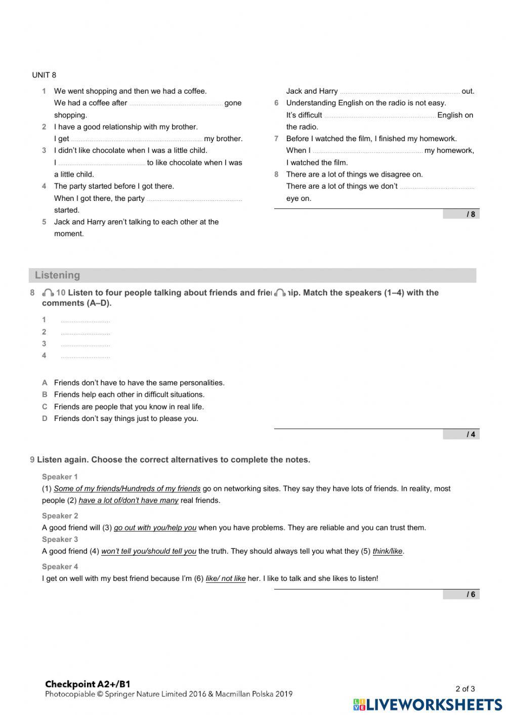 Unit 8 test che… | Free Interactive Worksheets | 4727312