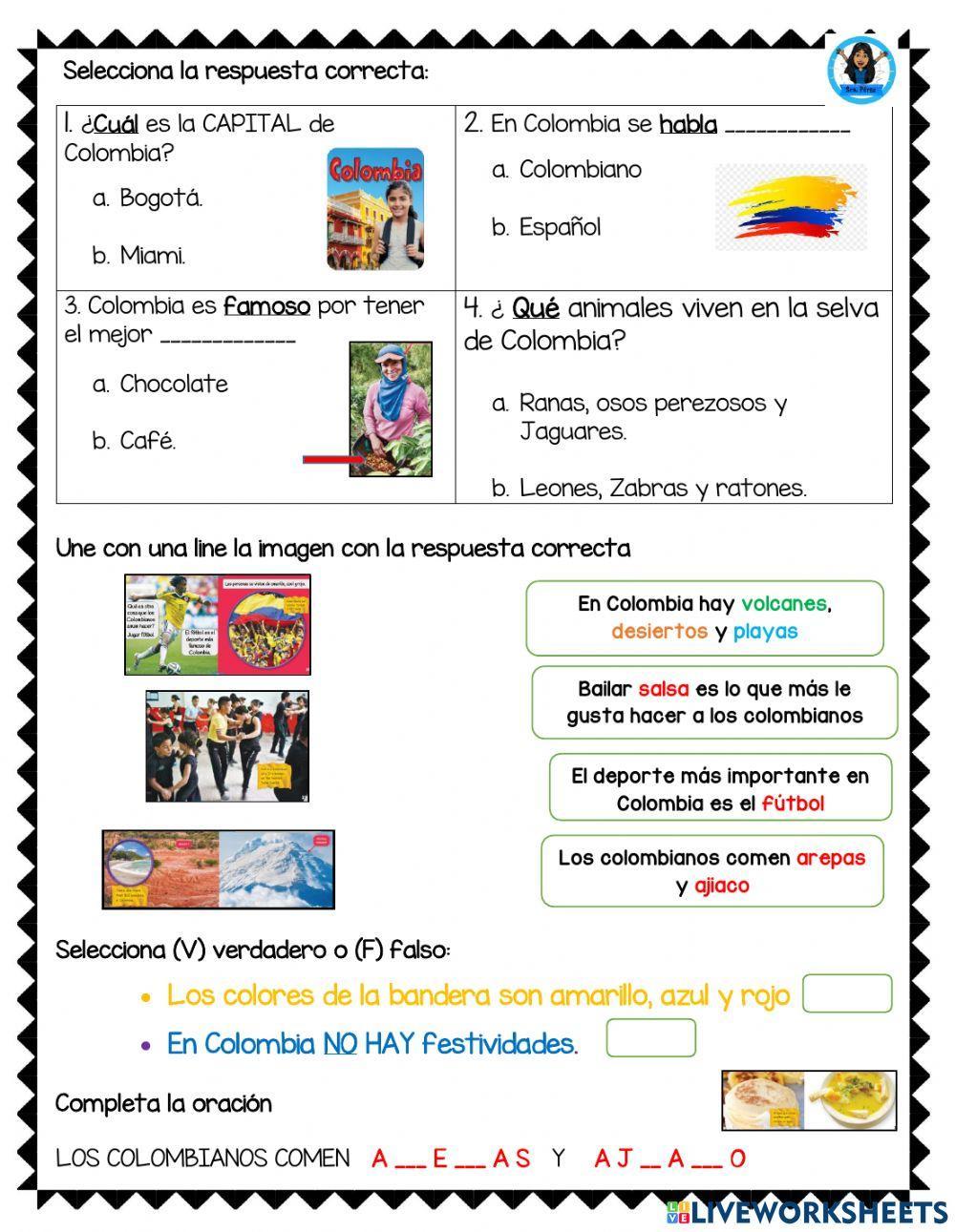 B-Colombia worksheet | Live Worksheets
