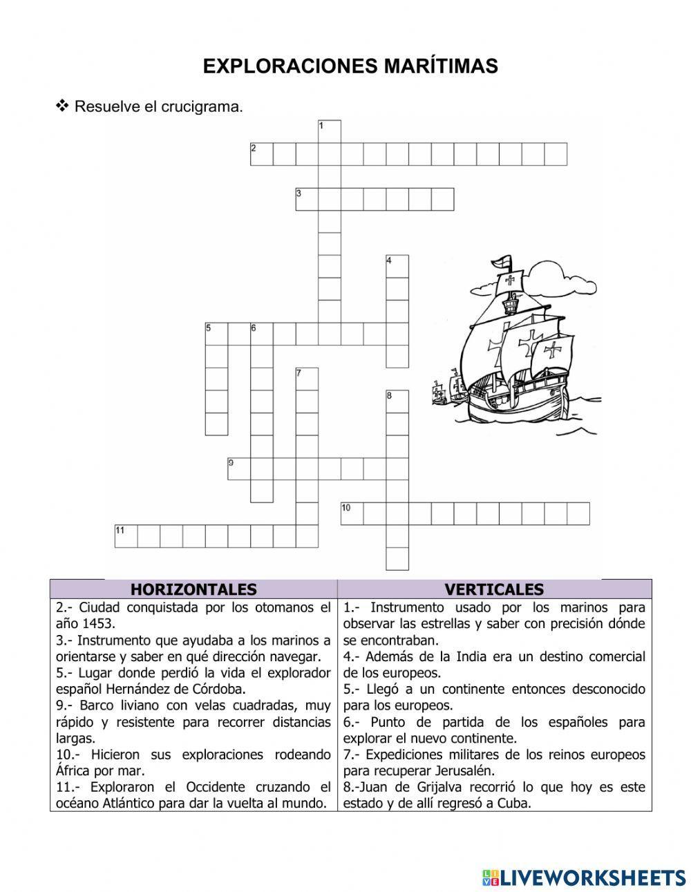 Exploraciones maritimas worksheet | Live Worksheets