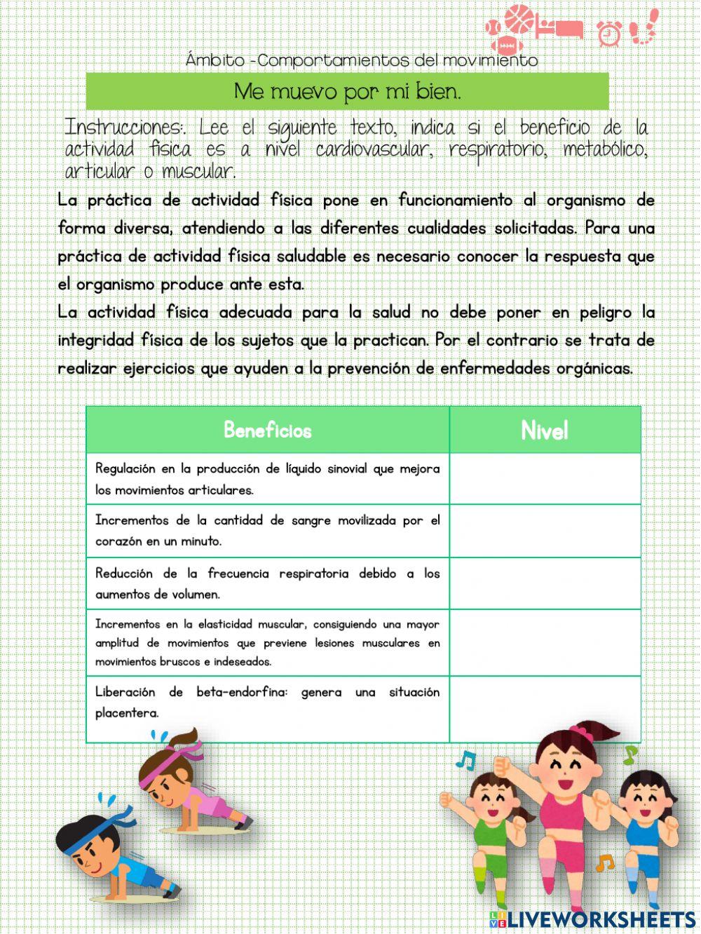 Me muevo por mi bien. worksheet | Live Worksheets