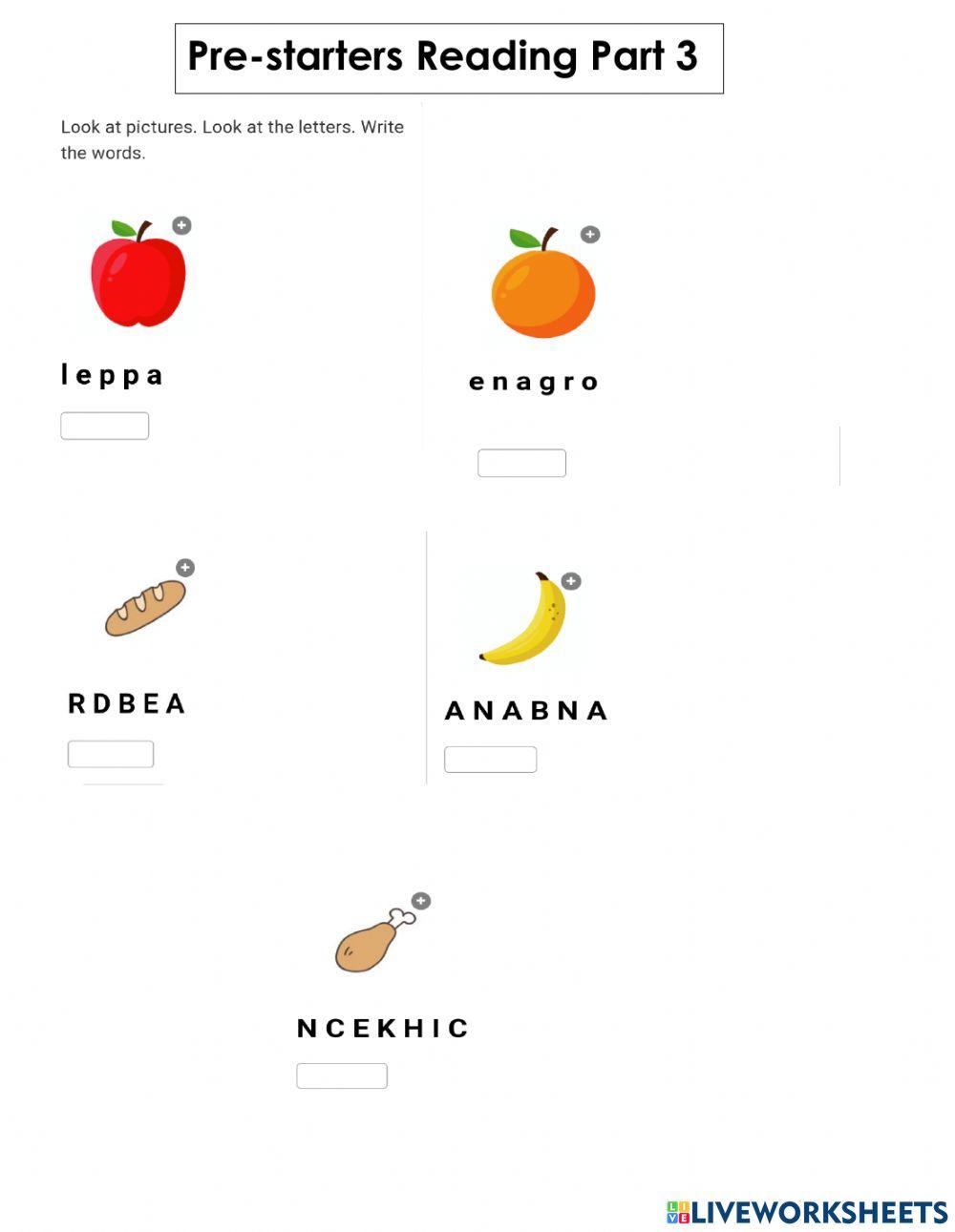 Pre-starters Re… | Free Interactive Worksheets | 716358