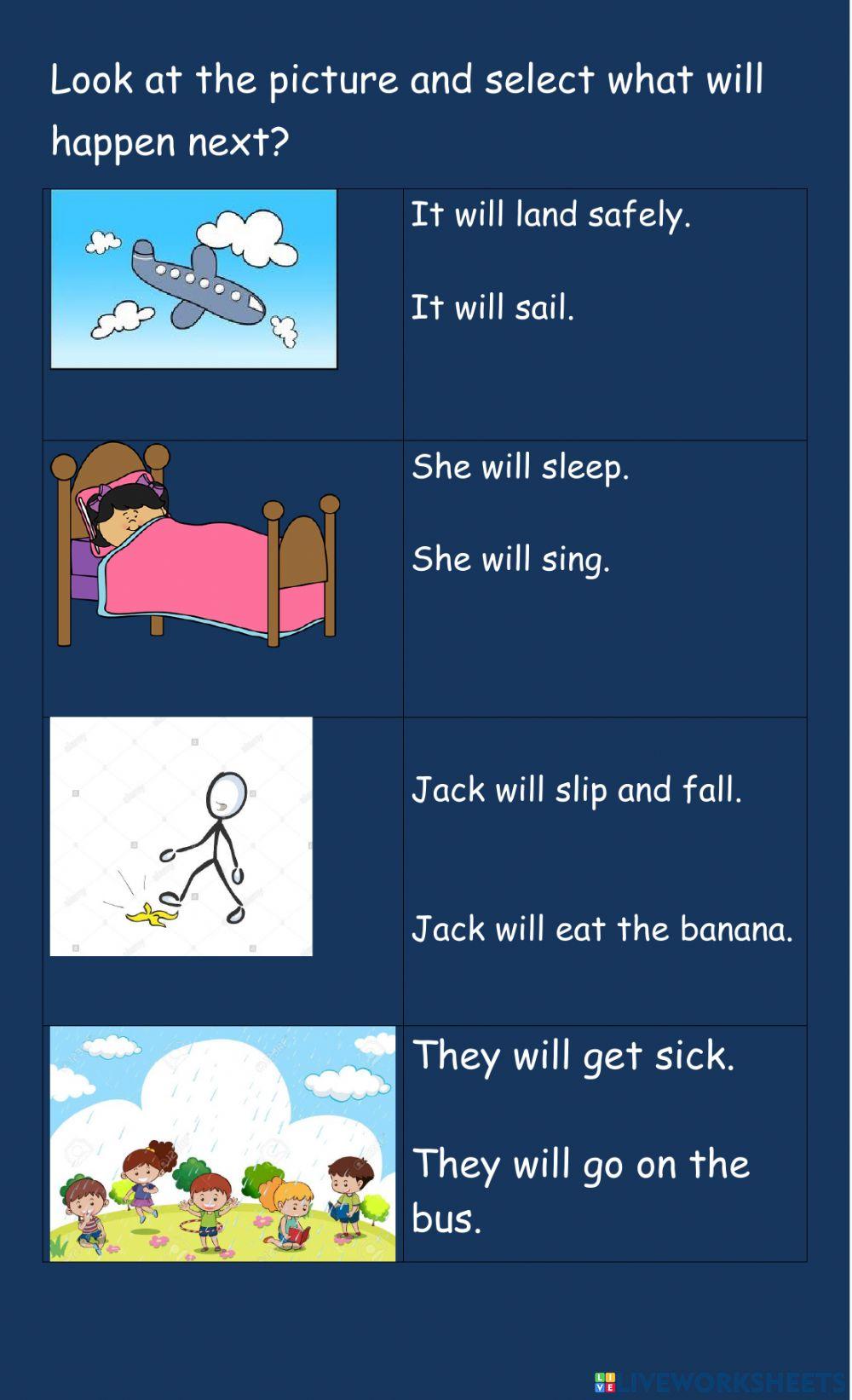 Predictions online worksheet for Infant | Live Worksheets