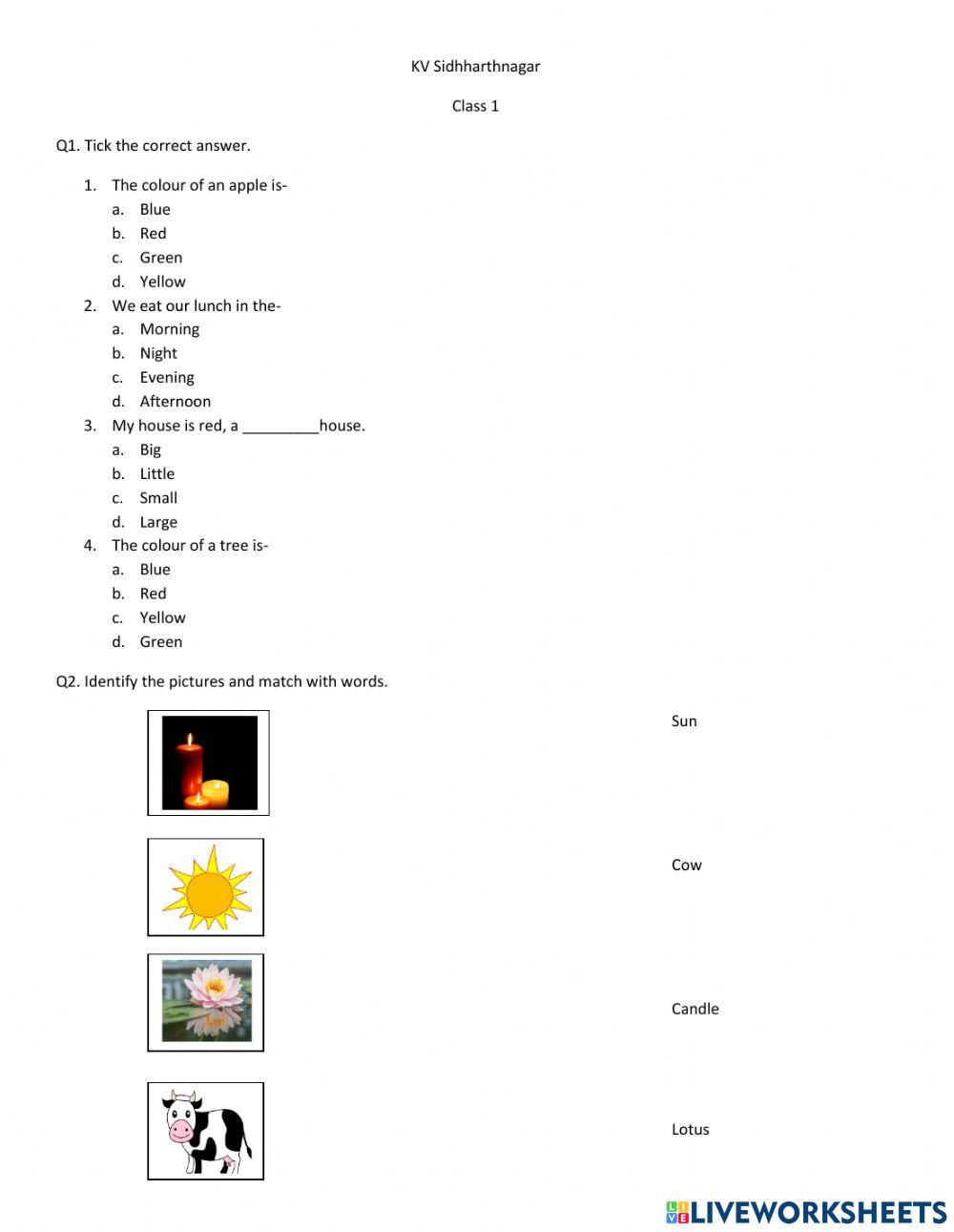 English online exercise for 1 | Live Worksheets