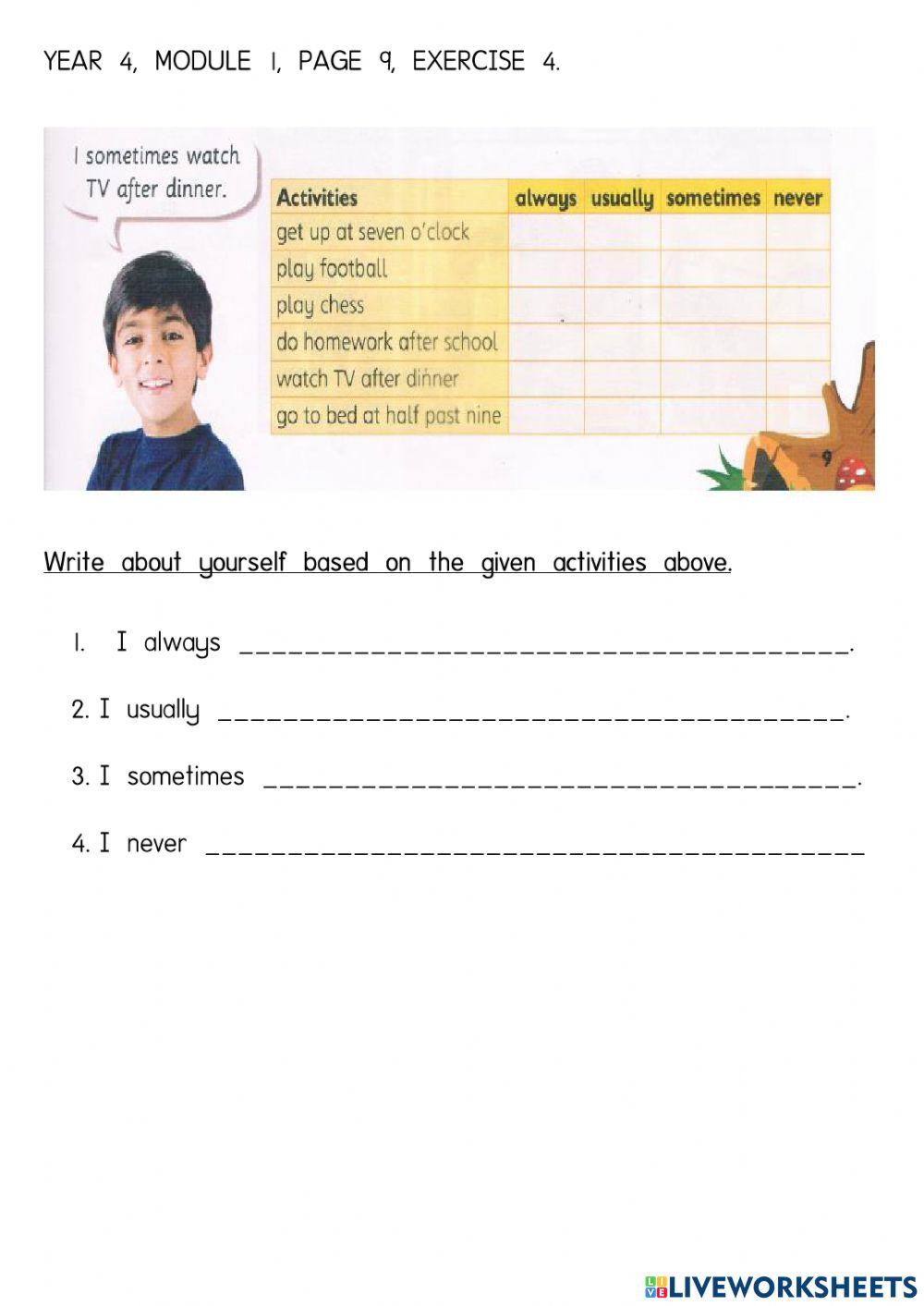 YR 4 MODULE 1 Page 9 worksheet | Live Worksheets