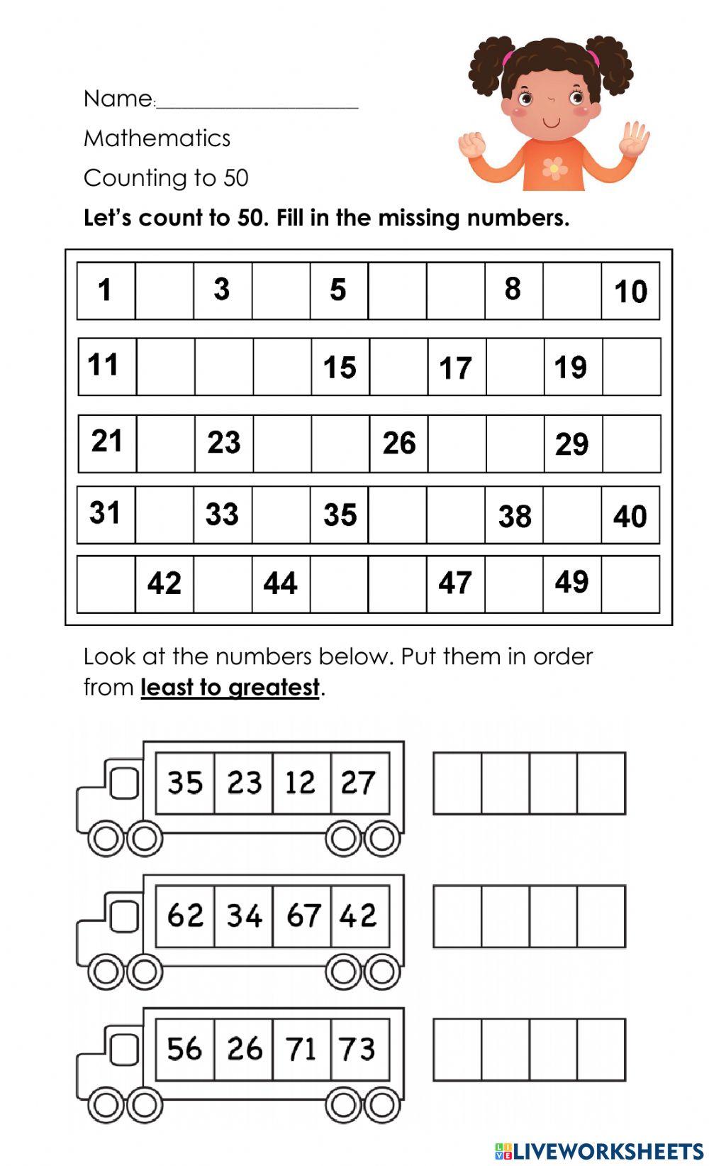 Numbers to 50 | Free Interactive Worksheets | 716876