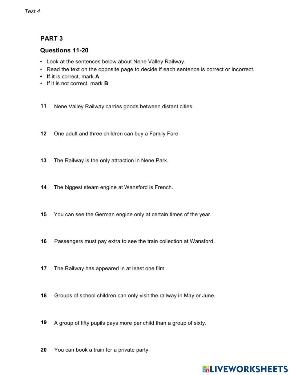 Reading b1.3 T 14 worksheet | Live Worksheets